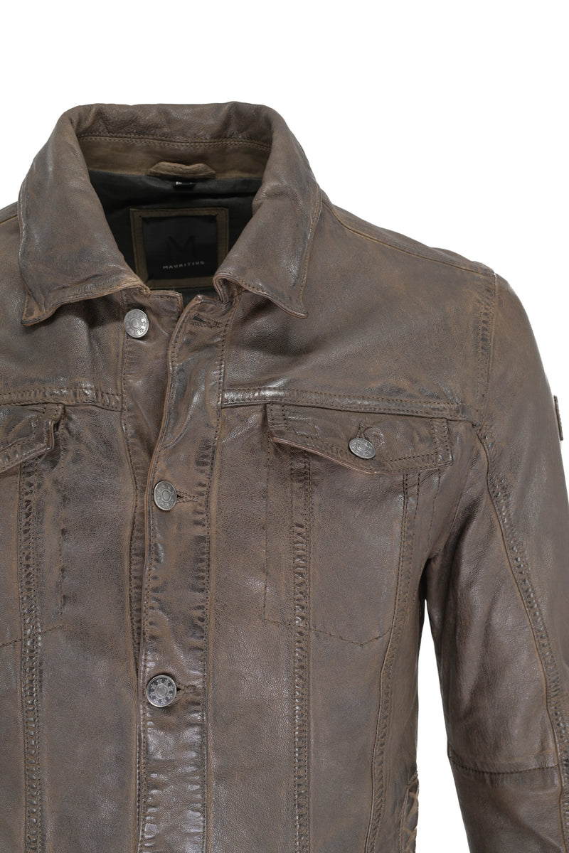 Mauritius Geoff Leather Jacket - Elephant Brown – Ticknors Men's Clothiers