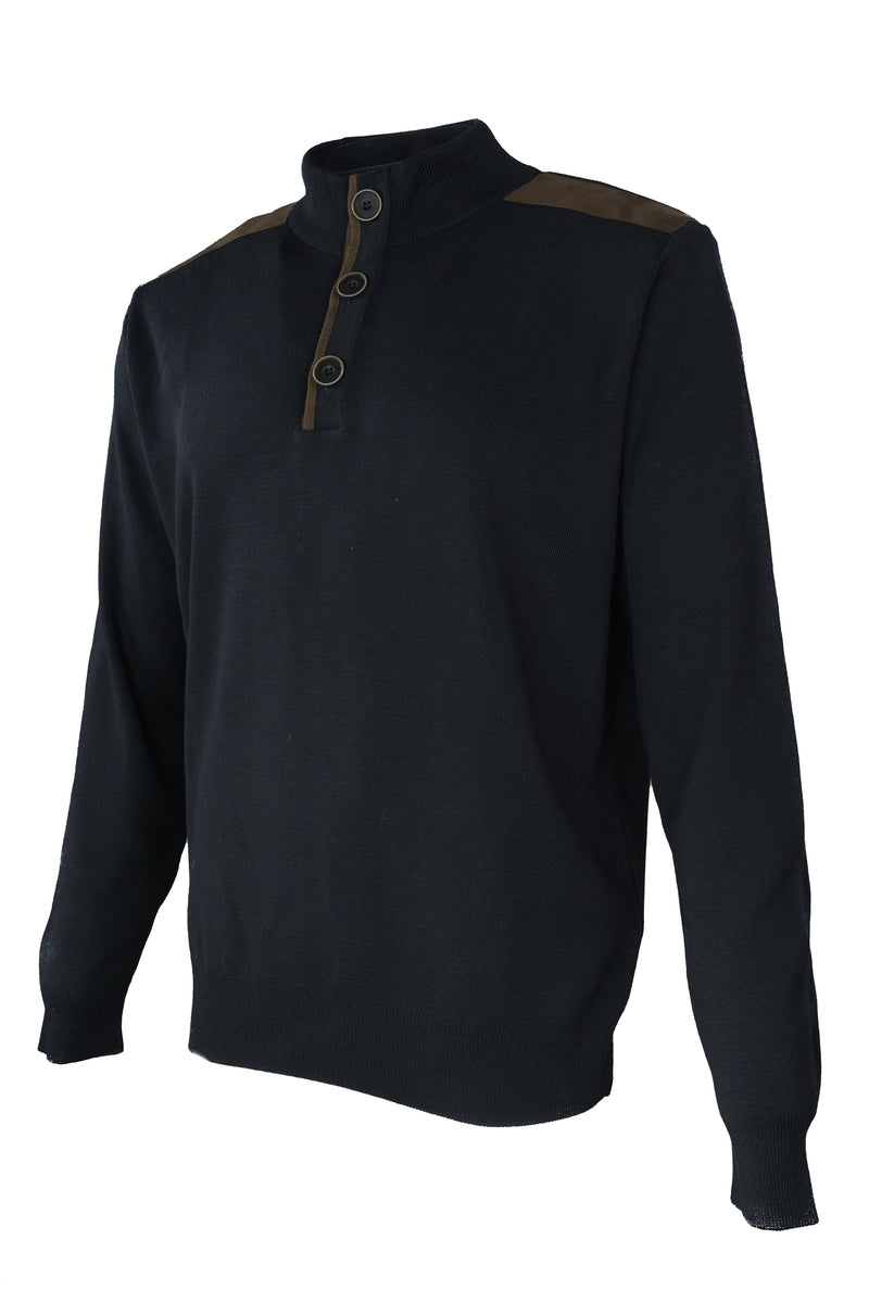 Inpore Quarter Button Sweater - Navy – Ticknors Men's Clothiers